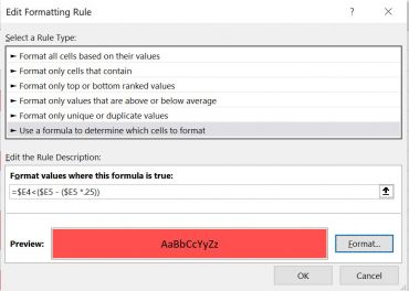 How to use conditional formatting to compare values from row to row, or ...