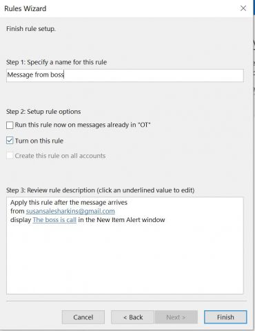 How to display an alert when Outlook email from a specific address ...