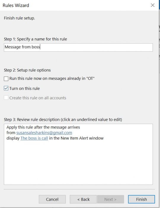 How to display an alert when Outlook email from a specific address ...
