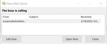 How to display an alert when Outlook email from a specific address ...
