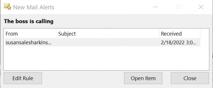 How to display an alert when Outlook email from a specific address ...