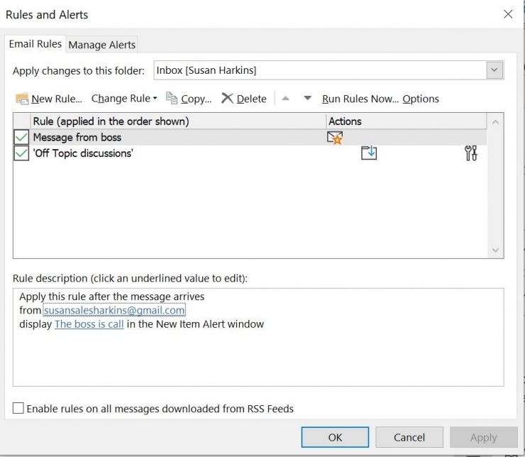 How to display an alert when Outlook email from a specific address ...