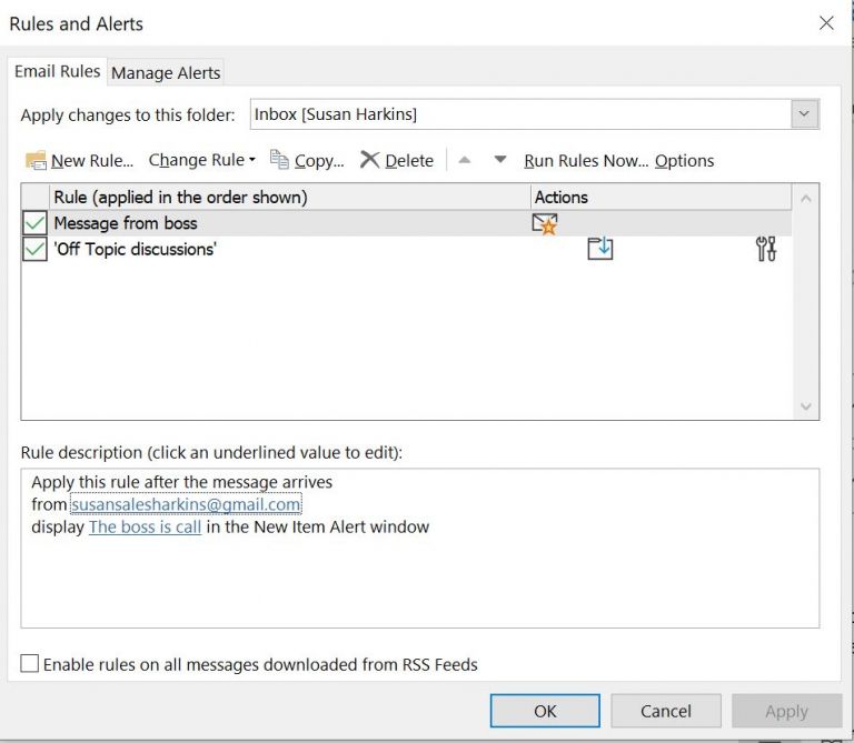 How to display an alert when Outlook email from a specific address ...