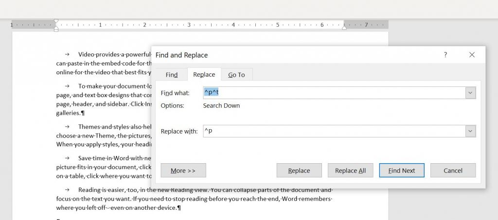 How to remove tabs used to indent paragraphs in a Word document ...