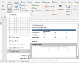 How to align tables using Quick Tables in Microsoft Word | TechRepublic