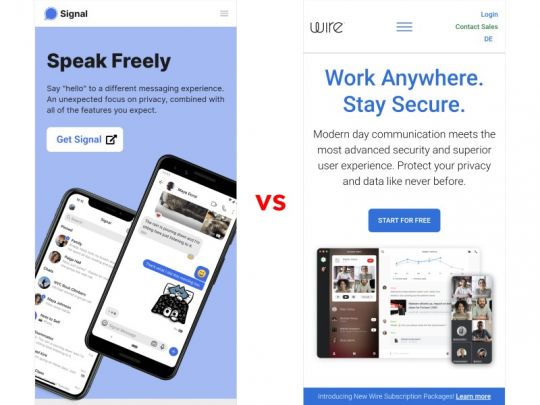Signal vs Wire | Compare Messaging App Privacy & Security