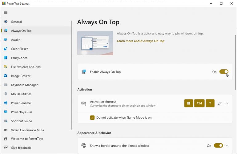 How to keep one window always on top with Microsoft PowerToys ...