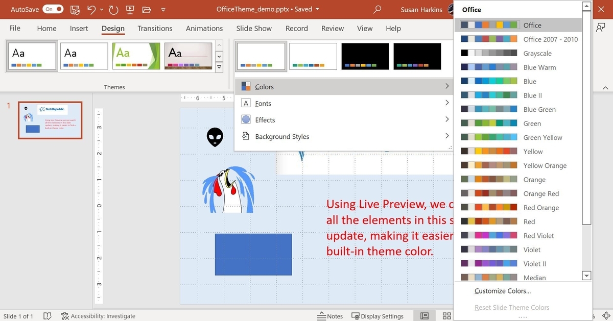 How to create and use the same Office themes across files in Microsoft 365