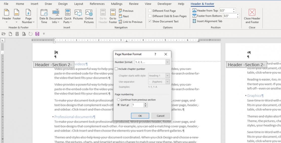 How to start page numbers after the first few pages in a Word document ...