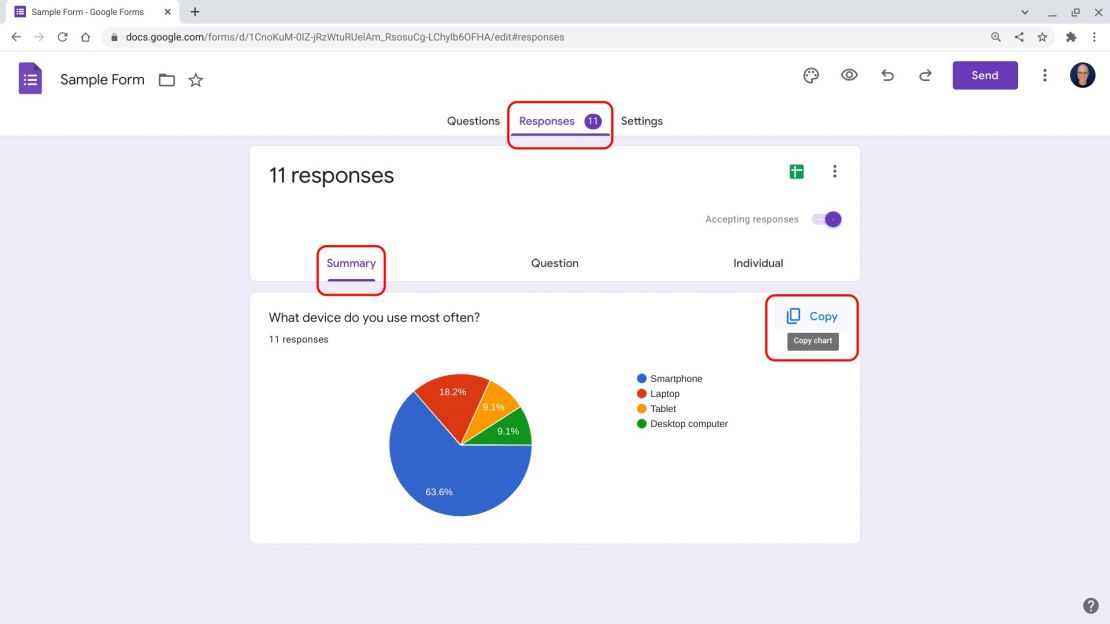 How to embed linked charts from Google Forms in Slides, Docs or ...