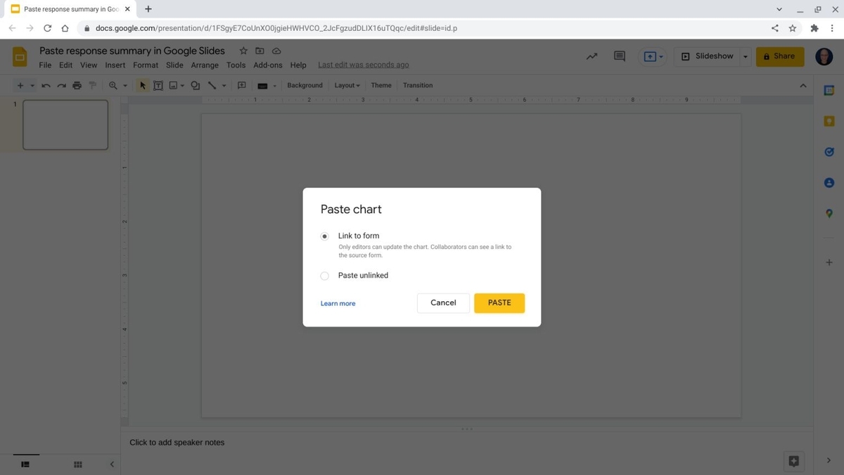 How to embed linked charts from Google Forms in Slides, Docs or ...