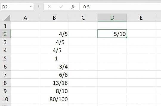 How to enter and display fractions in Excel