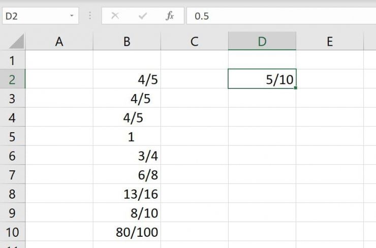 How to enter and display fractions in Excel