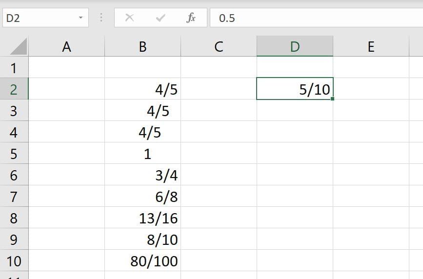 How to enter and display fractions in Excel
