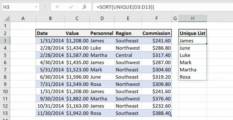 How to use the UNIQUE() function to return a count of unique values in ...