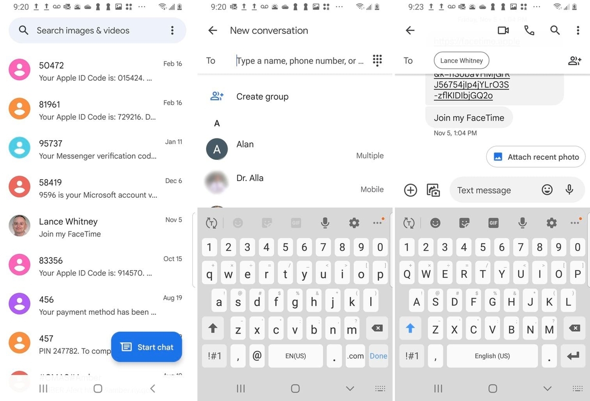 如何使用最新的 Google 信息应用在 Android 手机上发短信