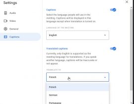 How to translate speech to a different language in Google Meet