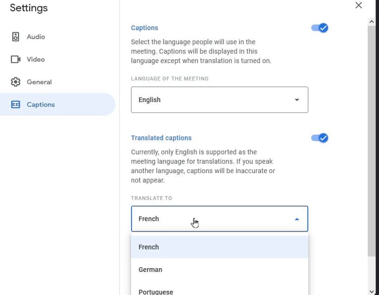 How to translate speech to a different language in Google Meet ...