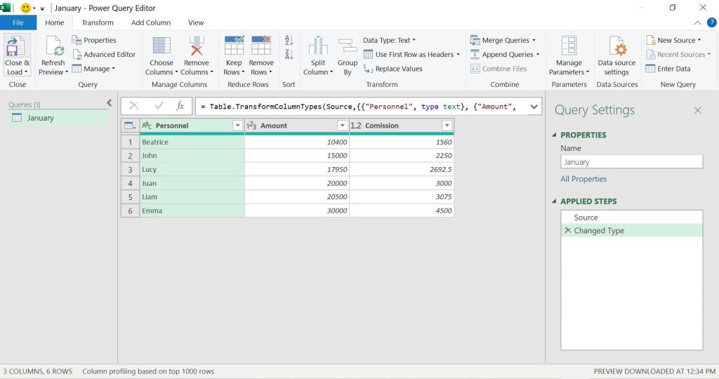 How to combine data ranges with Microsoft Power Query in Excel