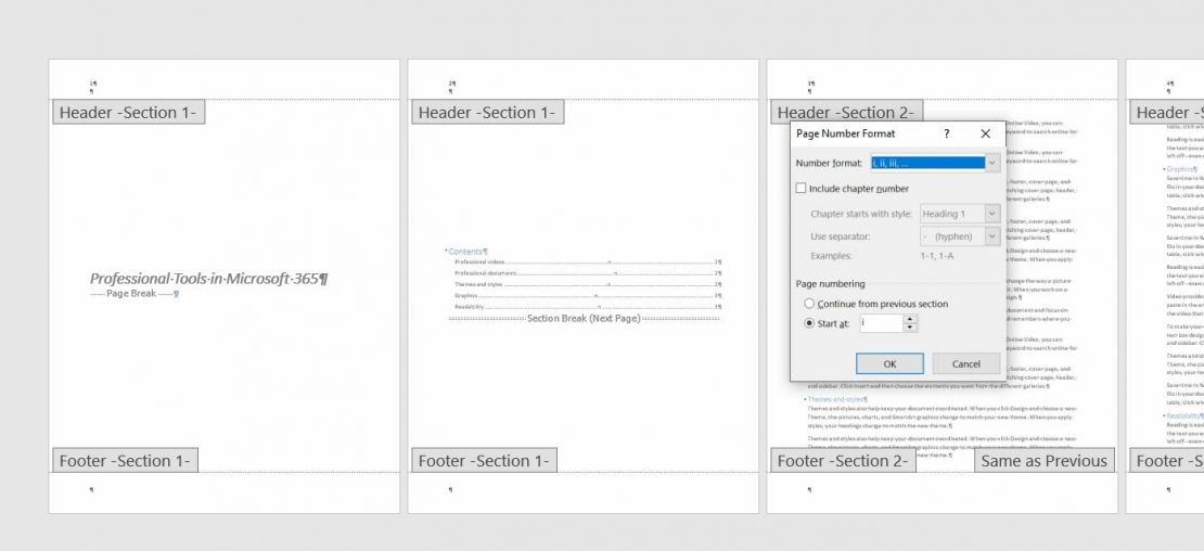 How to add a page-numbering scheme to a document’s front matter in Word ...
