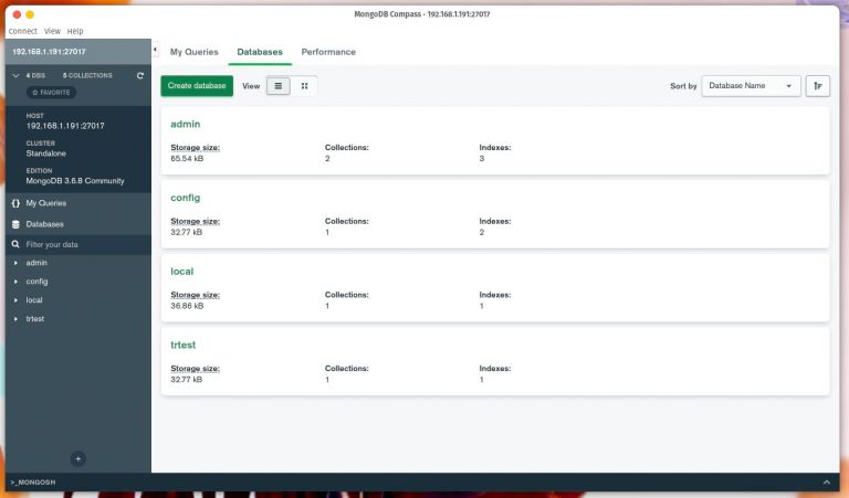 How to install the MongoDB GUI Compass and connect to a remote server