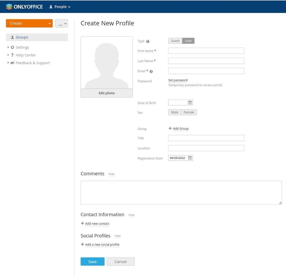 How to create users and share documents in ONLYOFFICE