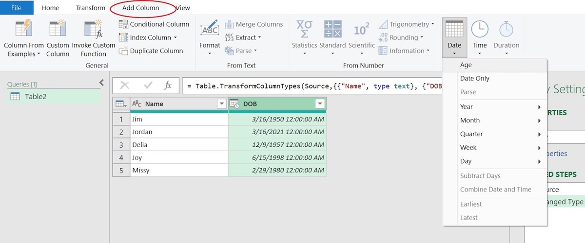 How To Convert A Birth Date To An Age Without An Expression Using Microsoft Excel Power Query 
