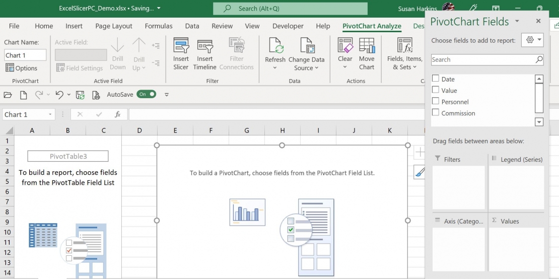 How To Convert A Microsoft Excel Slicer Into A Series Of Filtering Buttons On A Pivotchart