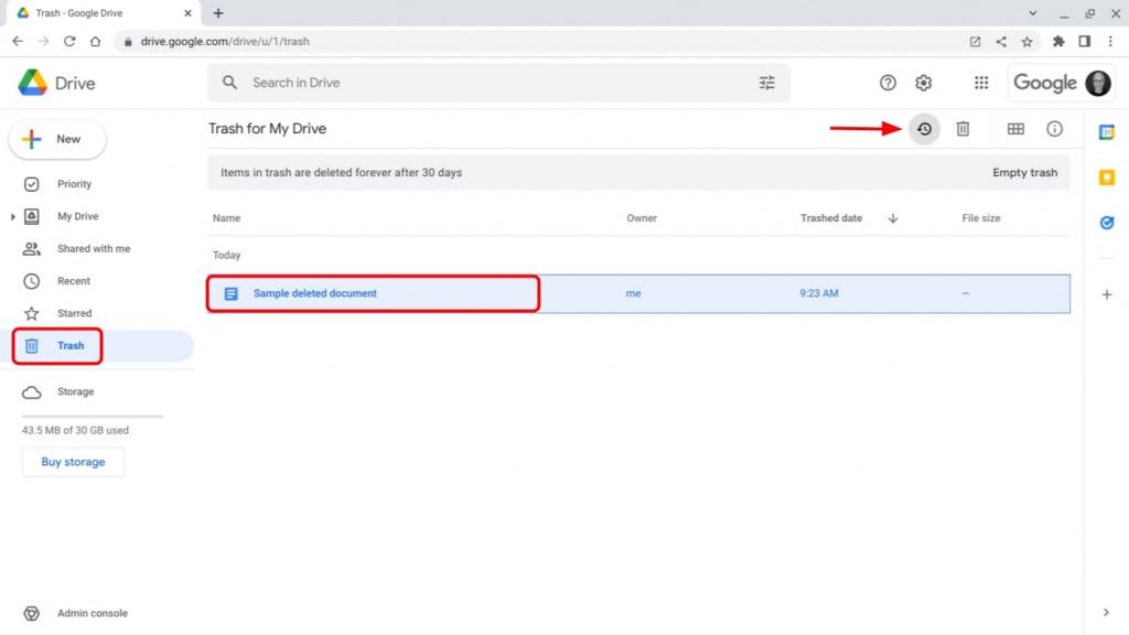 How to restore items in 7 Google apps