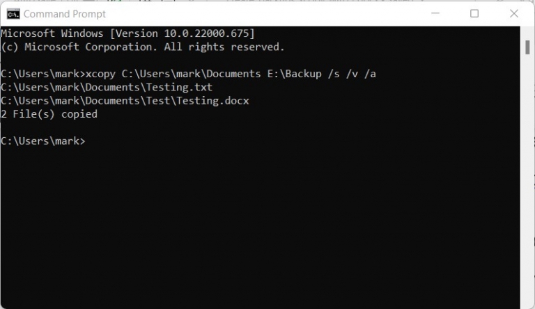 How to create routine file backups in Windows 11 using xcopy