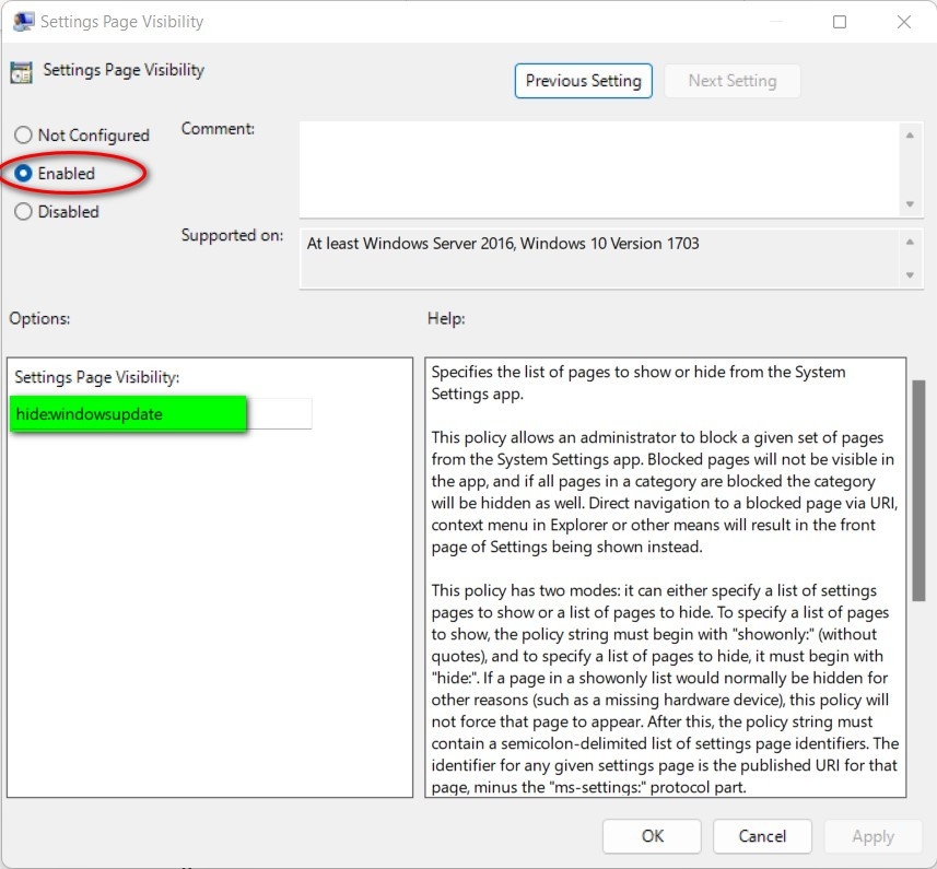 How to hide and secure Settings pages in Windows 11