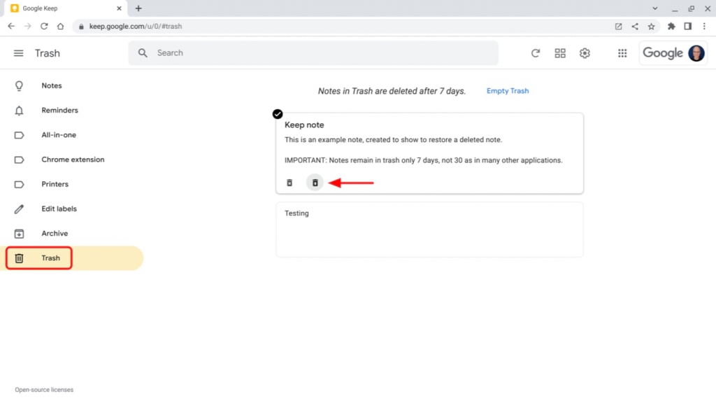 How to restore items in 7 Google apps