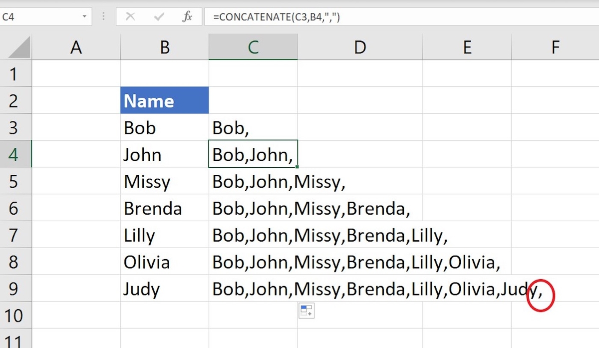 How to concatenate values in a single Excel column to a single row ...