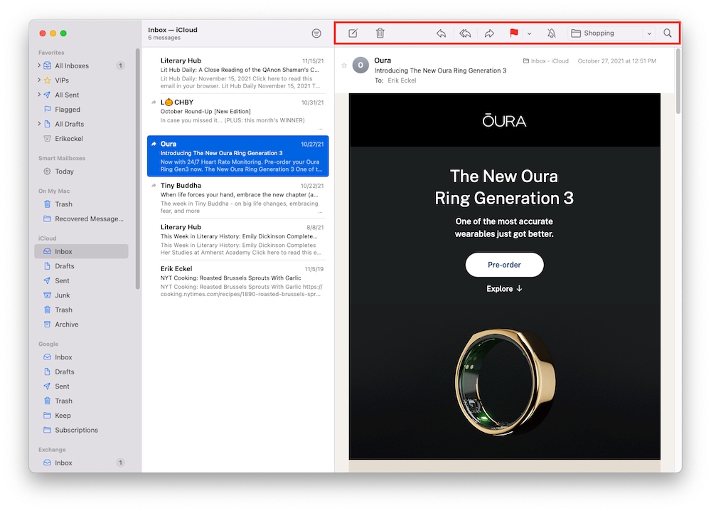 How to customize the macOS Mail toolbar