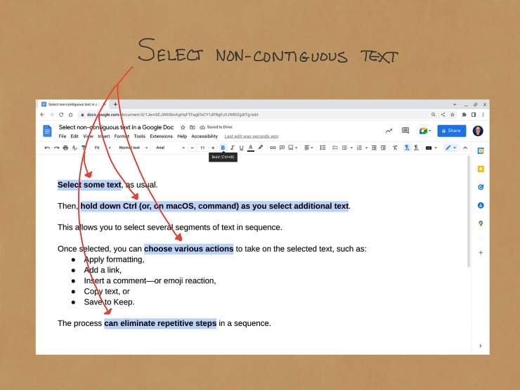 How to Select Non-contiguous Text in a Google Doc | TechRepublic