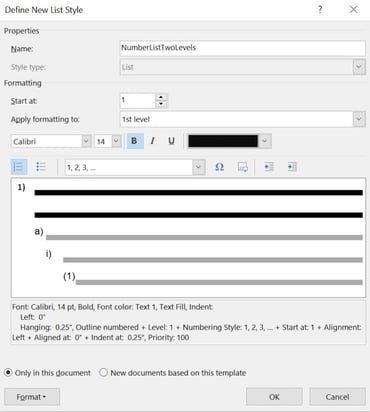 How to create a custom list style in a Microsoft Word document ...