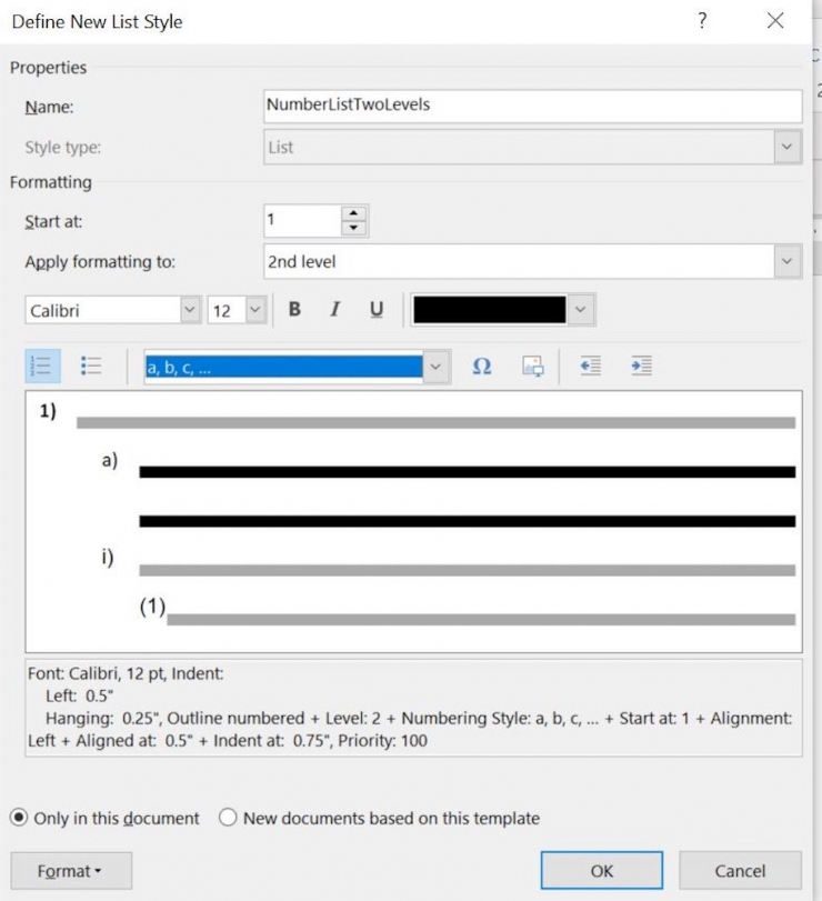 How to create a custom list style in a Microsoft Word document ...