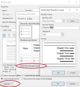 How to add chapter numbers by modifying an existing heading style in a ...