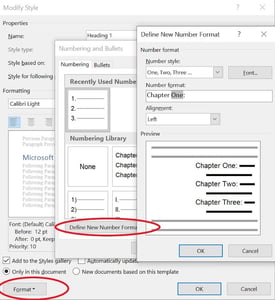 How to add chapter numbers by modifying an existing heading style in a ...