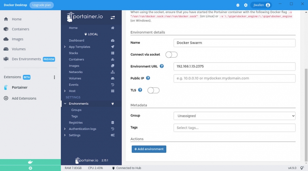 How to add Portainer to Docker Desktop and connect it to a remote ...