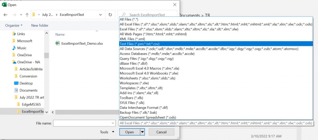 How to quickly import a .txt or .csv file into Microsoft Excel