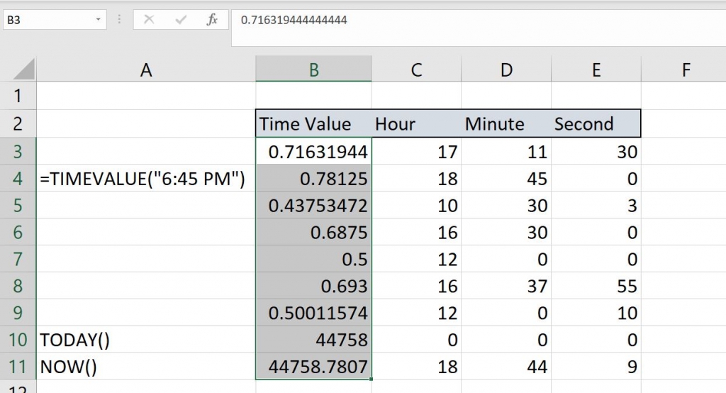 How to parse time values in Microsoft Excel