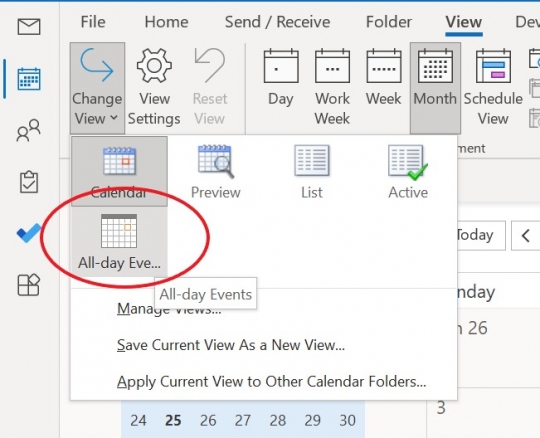 How to only display all-day events in a Microsoft Outlook calendar ...