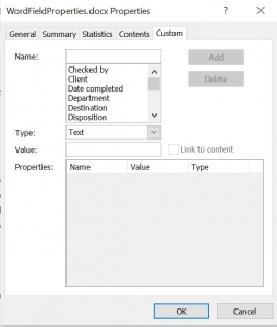 How to use a custom document property to repeat content in Microsoft ...