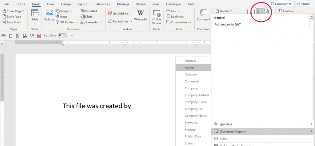 How to use a custom document property to repeat content in Microsoft ...