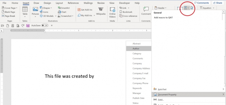 How to use a custom document property to repeat content in Microsoft ...