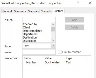 How to use a custom document property to repeat content in Microsoft ...