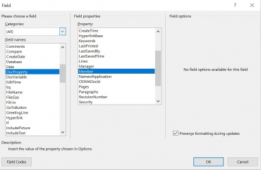 How to use a custom document property to repeat content in Microsoft ...