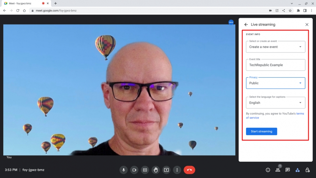 How to stream from Google Meet to YouTube - TechRepublic