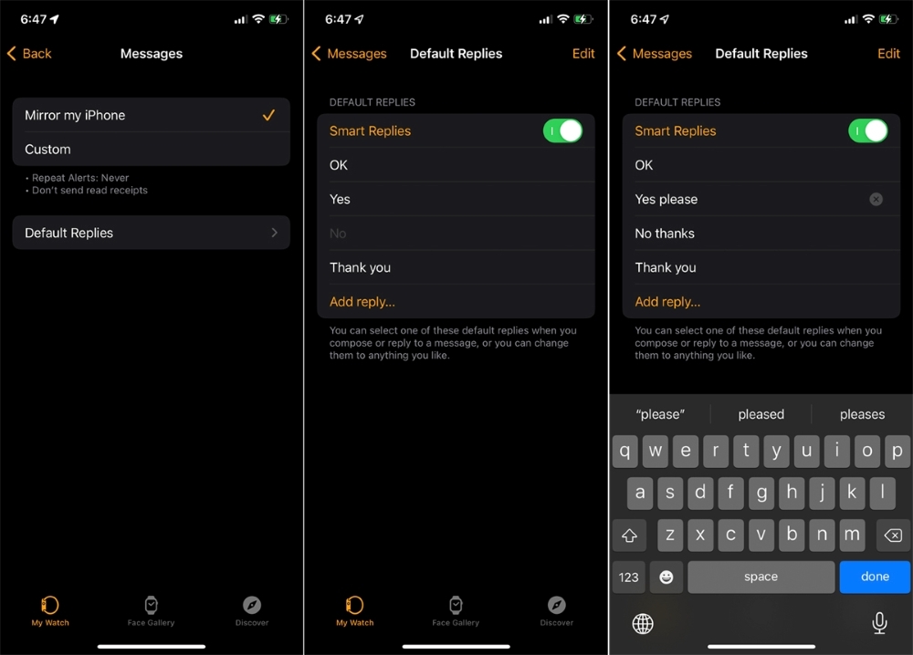 How to use and edit smart text replies on an Apple Watch